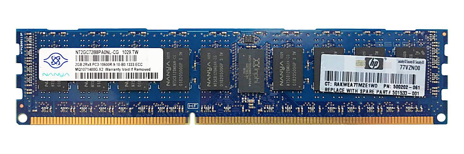 Memory RAM 1x 2GB Nanya ECC REGISTERED DDR3 1333MHz PC3-10600 RDIMM | NT2GC72B8PA0NL-CG ESUS IT
